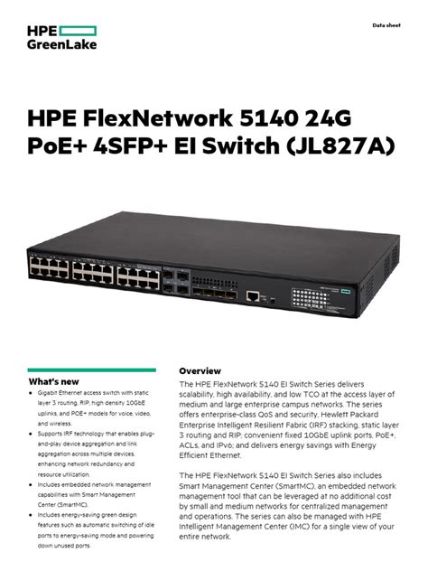 6 Hpe Networking Comware Switch 24g Poe 4sfp El 5140 Psn1013240836been Pdf Computer