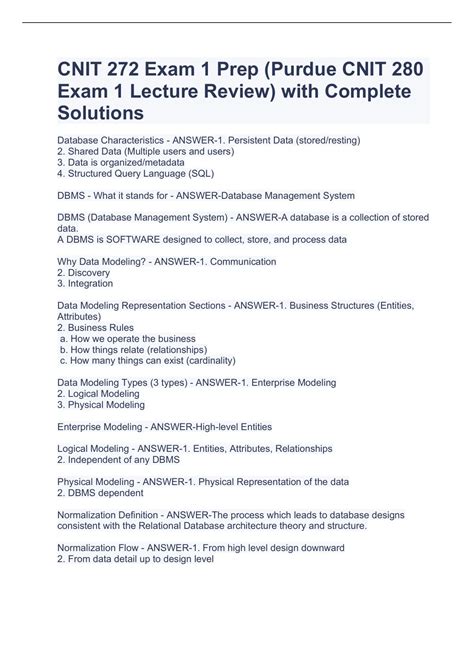 CNIT 272 Exam 1 Prep Purdue CNIT 280 Exam 1 Lecture Review With Complete Solutions CNIT 272