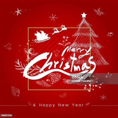 기쁜 성 탄과 새 해 복 많이 받으세요 디자인 벡터 일러스트 레이 션 빨강에 대한 스톡 벡터 아트 및 기타 이미지 빨강