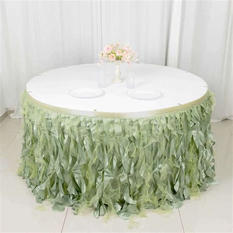Curly Willow Taffeta Skirt 14ft Sage Green Efavormart