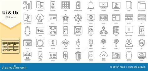 Simple Outline Set Of Ui And Ux Icons Linear Style Icons Pack Stock Vector Illustration Of