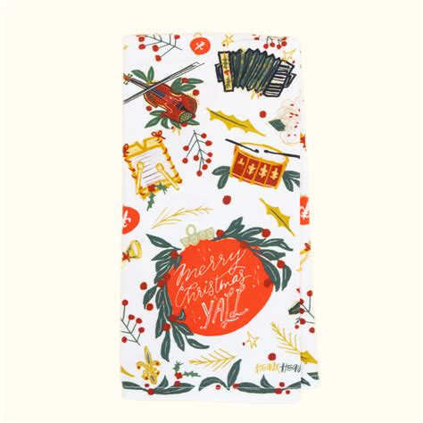 Merry Christmas Yall Kitchen Towel Aunt Sallys Pralines