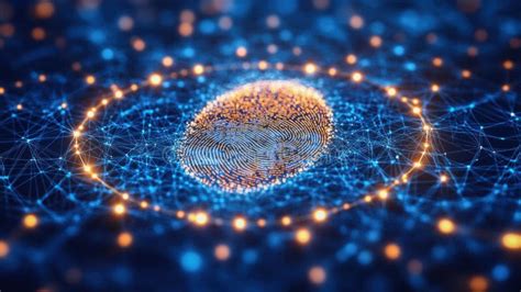 Fingerprint Glowing On Futuristic Technological Background Representing Cybersecurity And Data