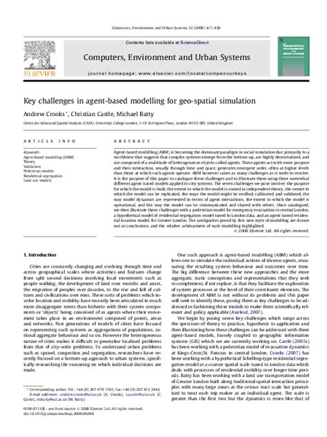 pdf key challenges in agent based modelling for geo spatial simulation