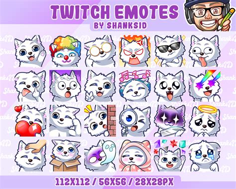 24x Twitch Emotes White Wolf Etsy