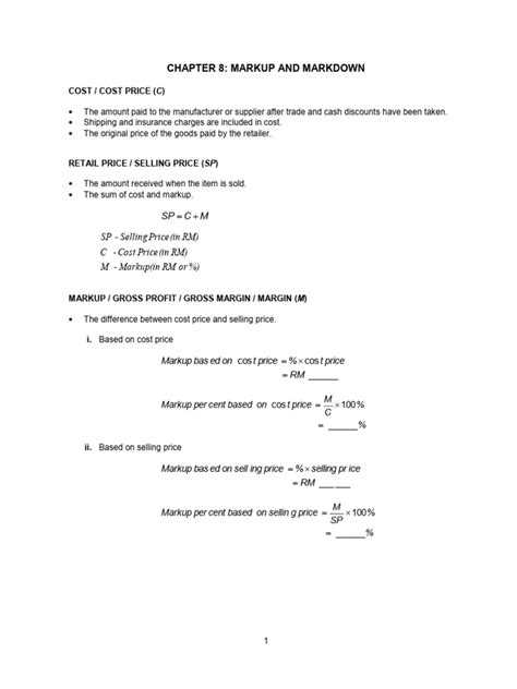 8markup And Markdown Pdf Business Economics Business