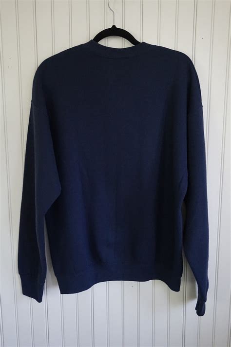 Vintage Embroidered Grandpa Sweatshirt Crewneck Navy Red Plaid Size L