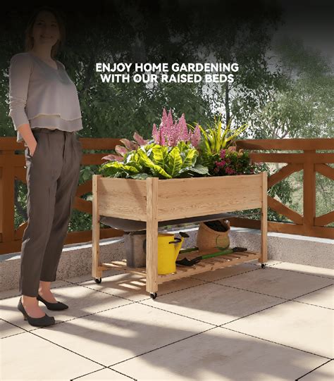 Raised Garden Bed On Wheels 48 L X 24 W X 30 H Elevated Wooden