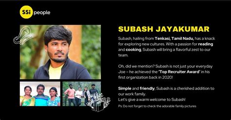Meet Subash Our Newest Team Member” Thrilled To Welcome You Subash Jayakumar Your Expertise
