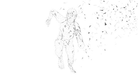 개념적 추상 실행 중인 남자입니다 연결 된 선 점 삼각형 러너입니다 인공 지능 디지털 스포츠 개념입니다 첨단 기술 벡터 디지털 배경입니다 3d 렌더링 벡터 일러스트 레이 션