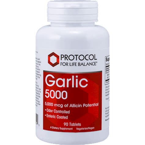 Garlic 5000 Enteric 90 Tabs By Protocol For Life Balance Clinical