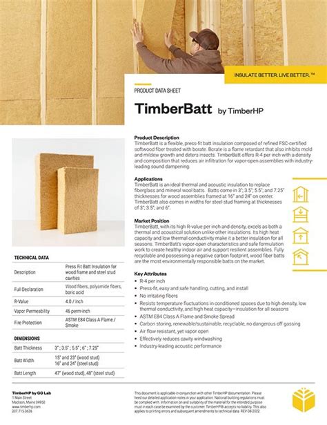 Timberbatt Insulation Wood Fiber Cavity Batt Timberhp
