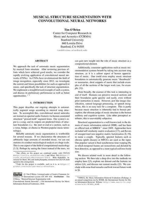 Musical Structure Segmentation With Convolutional Neural Networks Musical Structure