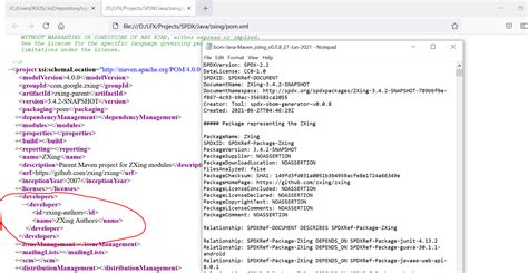 Java Maven Noassertion Is Displayed For Both Packagesupplier And Packagedownloadlocation