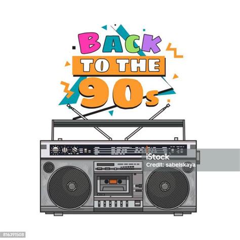 레트로 스타일 오디오 테이프 레코더 90 년대에서 빈민가 붐 박스 1990 1999 년에 대한 스톡 벡터 아트 및 기타 이미지 1990 1999 년 고풍스런 날씨