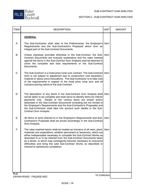 152 Sub Contract Sum Analysis Pg 1a 8a Pdf 152 Sub Contract Sum Analysis Pg 1a 8a Pdf