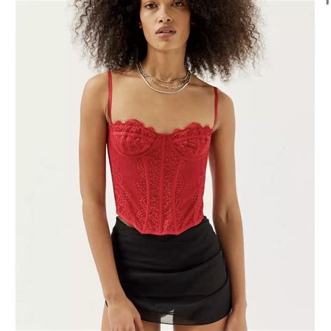 Urban Outfitters Womens Red Corset Depop
