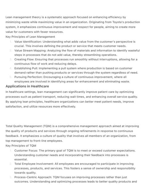 Lean Management Theory Is A Systematic Approach Focused On Enhancing Pdf Six Sigma Motivation