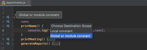 Refactoring Javascript Webstorm Documentation