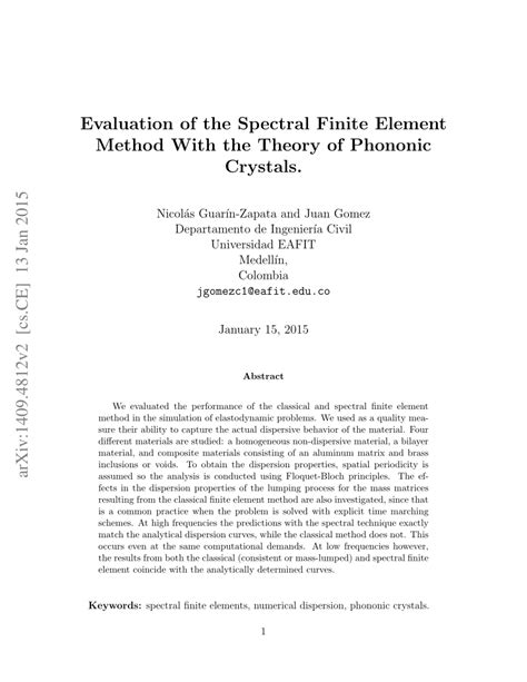 Pdf Evaluation Of The Spectral Finite Element Method With The Theory