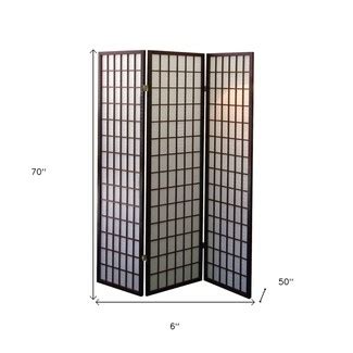 70 Folding Room Divider Screen Brown Frame And Rice Paper Shoji Style