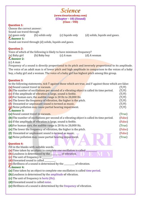 Ncert Solutions For Class 8 Science Chapter 10 Sound