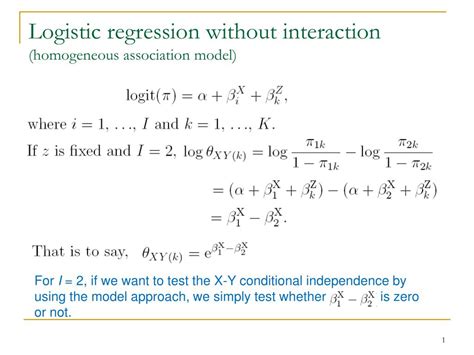 Ppt Logistic Regression Without Interaction Homogeneous Association