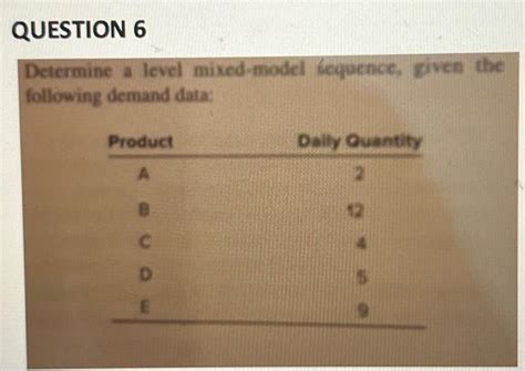 Solved Question 6 Determine A Level Mixed Model Sequence