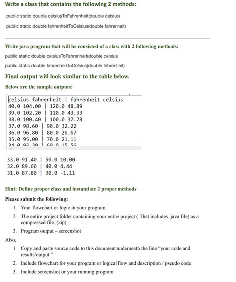 Solved Write A Class That Contains The Following 2 Methods