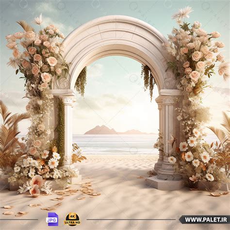 دانلود بک‌دراپ ساحلی برای انواع جشن پس زمینه دیجیتالی طاق گل در ساحل