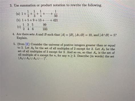 solved 3 3 use summation or product notation to rewrite the