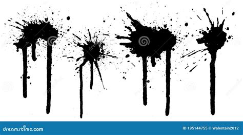 Vector Black And White Ink Splash Blot And Brush Stroke Spot Spray Smudge Spatter Splatter
