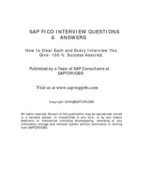 Sap Fico Interview Questions And Answers How To Clear Each And Every