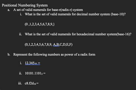 Answered Positional Numbering System A Set Of Bartleby