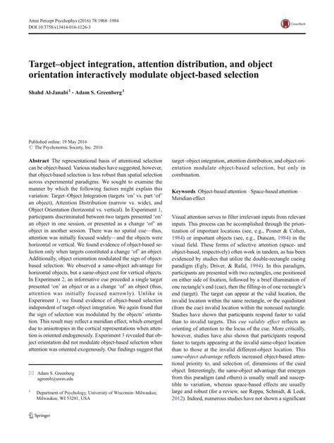 Pdf Targetobject Integration Attention Distribution And Object