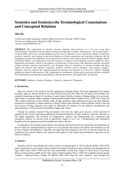 Pdf Semiotics And Semiosics The Terminological Connotations And