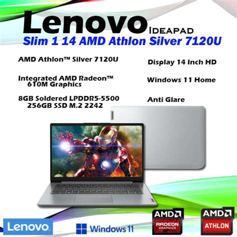 Jual Laptop Lenovo Ideapad Slim 1 14 Amd Athlon Silver 7120u 8gb 256gb Di Seller Ss Store1