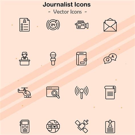 Premium Vector Icons Depicting Themes Related To Journalism And News Reporting