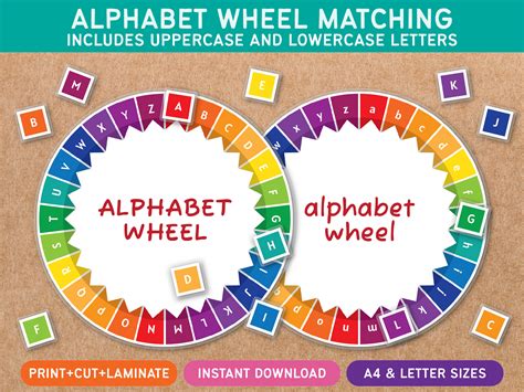 Alphabet Wheel Matching Uppercase Lowercase Letters Printable