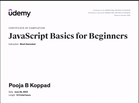 Pooja Koppad On Linkedin Javascript Udemy Learning Udemycourse Certificationcomplete