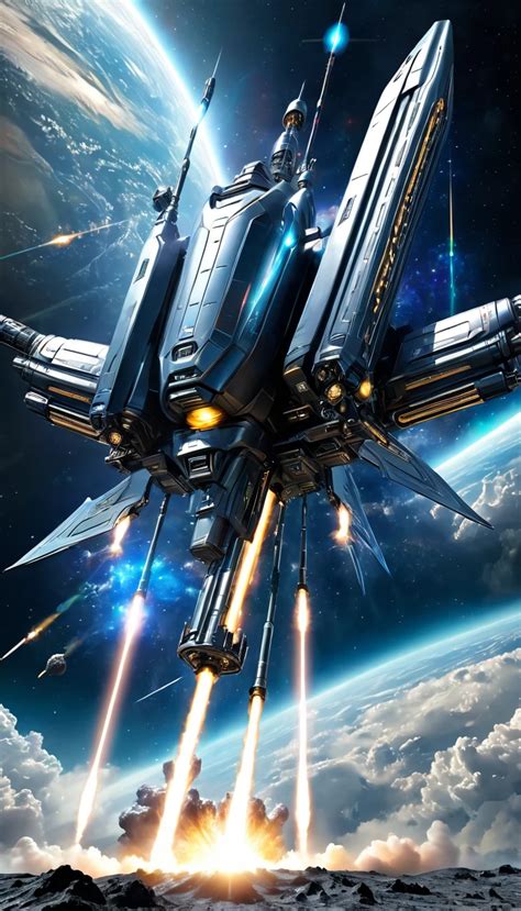 Giant Futuristic Weapon That Combines Satellite Beam Cannon Rods From