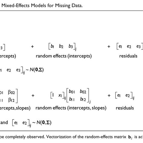 Two Multivariate Linear Mixed Effects Models For Missing Data Download Scientific Diagram