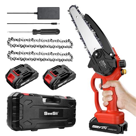 Seesii Mini Chainsaw Cordless Battery Powered Chain Saws 6 Inch Handheld Chainsaw Rechargeable