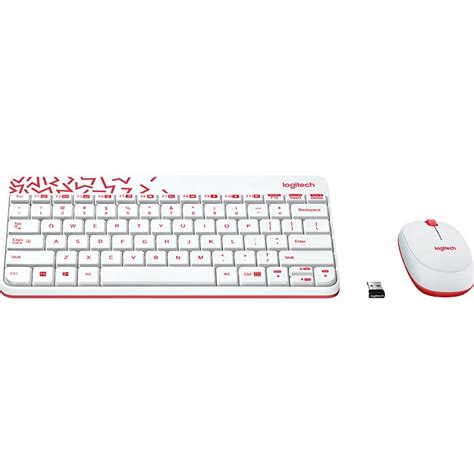 Logitech Mk Nano Wireless Keyboard And Mouse Combo White Vivid Red
