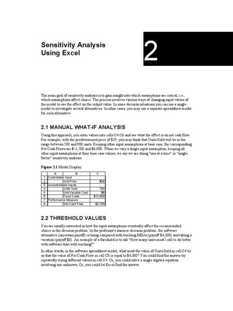 Sensitivity Analysis Using Excel 21 Manual What If Analysis Pdf Sensitivity Analysis