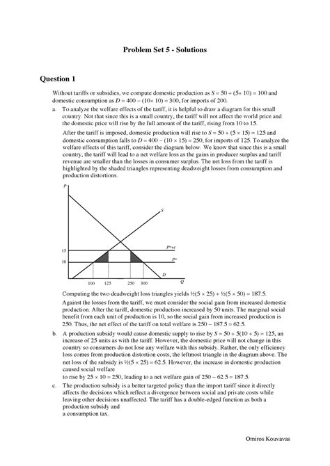 Problem Set Solutions Omiros Kouvavas Problem Set Solutions Question Without Tariffs