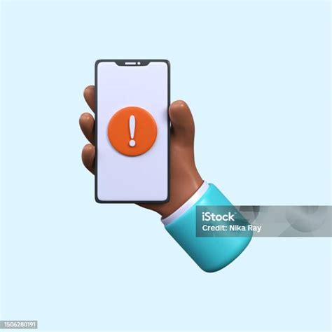느낌표가 있는 전화기를 손에 들고 있습니다 전화로 오류 또는 스팸 알림이 표시됩니다 3d 스톡 사진 3차원 형태에 대한 스톡 사진 및 기타 이미지 Istock