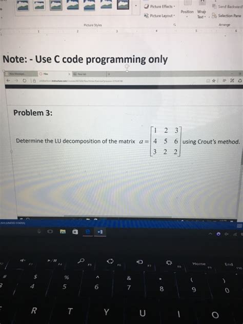 Solved Determine The Lu Decomposition Of The Matrix A [1 2