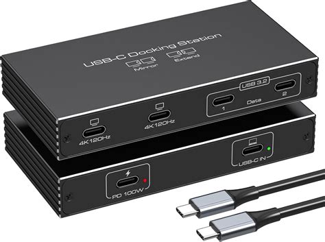 Tjcxele Usb C Splitter Dual Monitor 4k120hz Thunderbolt Docking Station 6 In 1 Dual