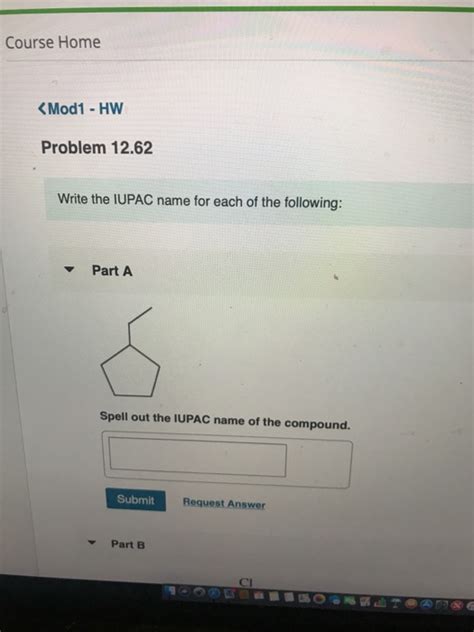 Solved Course Home Problem Write The IUPAC Name For Chegg